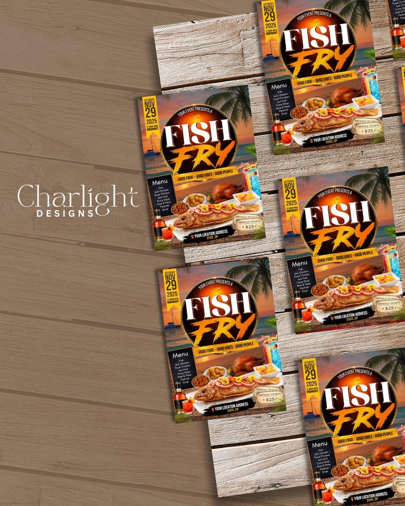 Fish Fry Flyer Template | Seafood Event, Cookout, BBQ Poster (digital ...