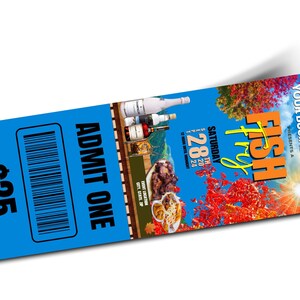 Fish Fry Ticket Template | Editable Canva Ticket | Printable Event ...