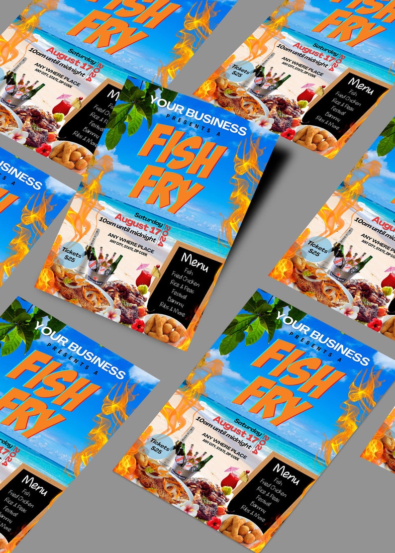 Fish Fry Flyer Template | Editable Canva Event Flyer | Church ...