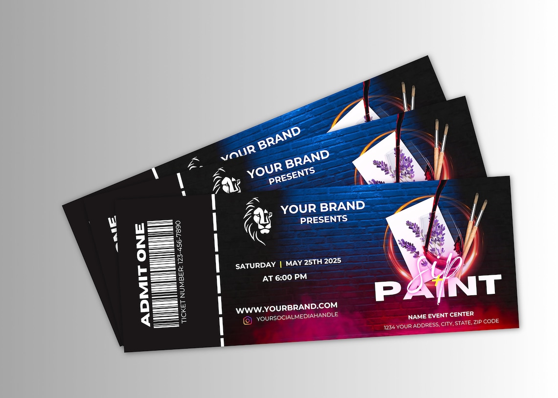 Paint and Sip Custom Event Ticket Template - Etsy