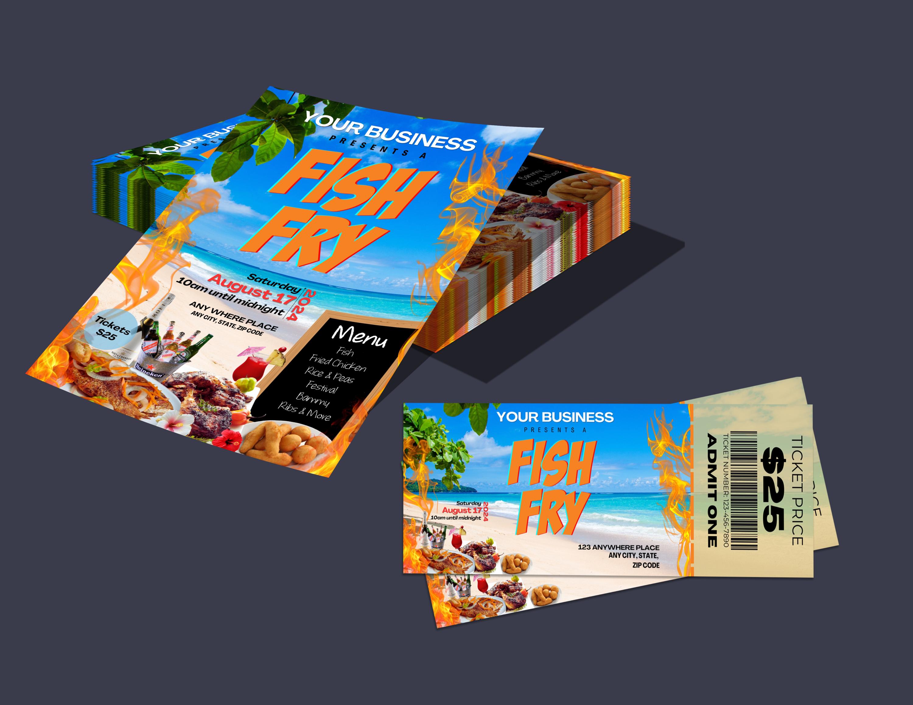 Fish Fry Flyer and Ticket Bundle | Editable Canva Templates | Church ...