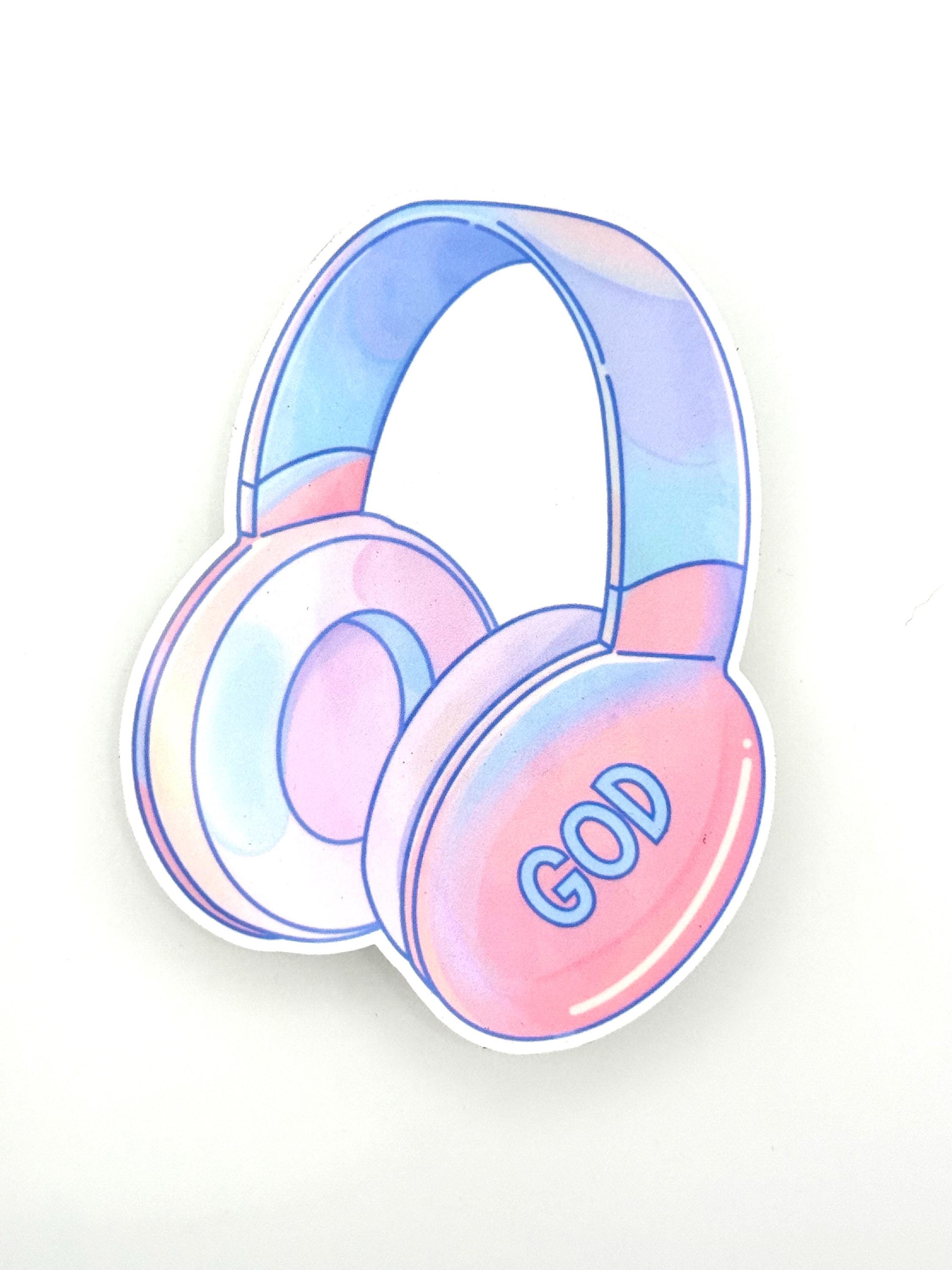 God Headphones Sticker – Waterproof Vinyl Decal for Laptop, Water ...