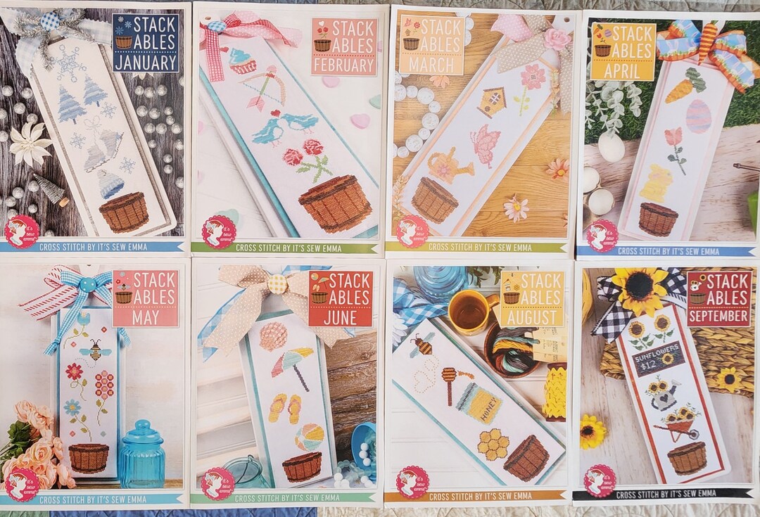 Set of 8 Monthly Cross Stitch Patterns by Lori Holt From the Stackables Series - Etsy