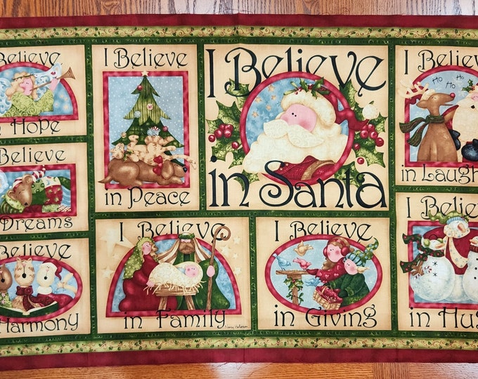 I Believe in Santa Fabric Panel - 2/3 Yard (24" X 44") - by Nancy ...