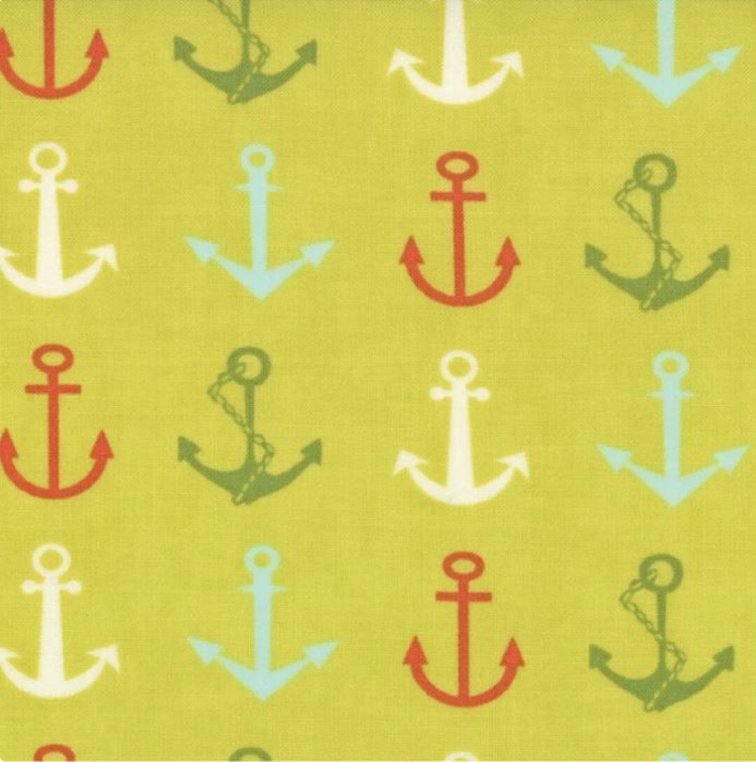 Bartholomeows Reef by Tim & Beck for Moda Fabrics - by the Half Yard 18" X 44" - Ahoy Anchors in ...