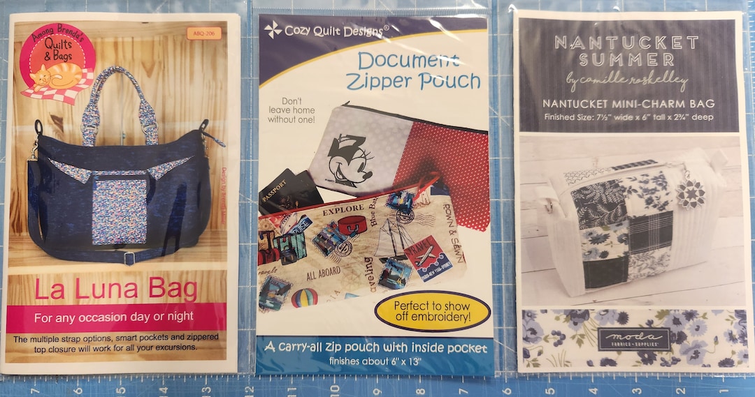 Set of 3 Patterns La Luna Bag, Nantucket Mini Charm Bag, Document ...