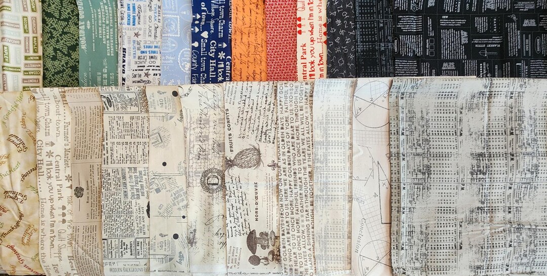 Fabric With Words, Fonts, & Phrases - 23 Fat Eighth Pieces - Moda ...