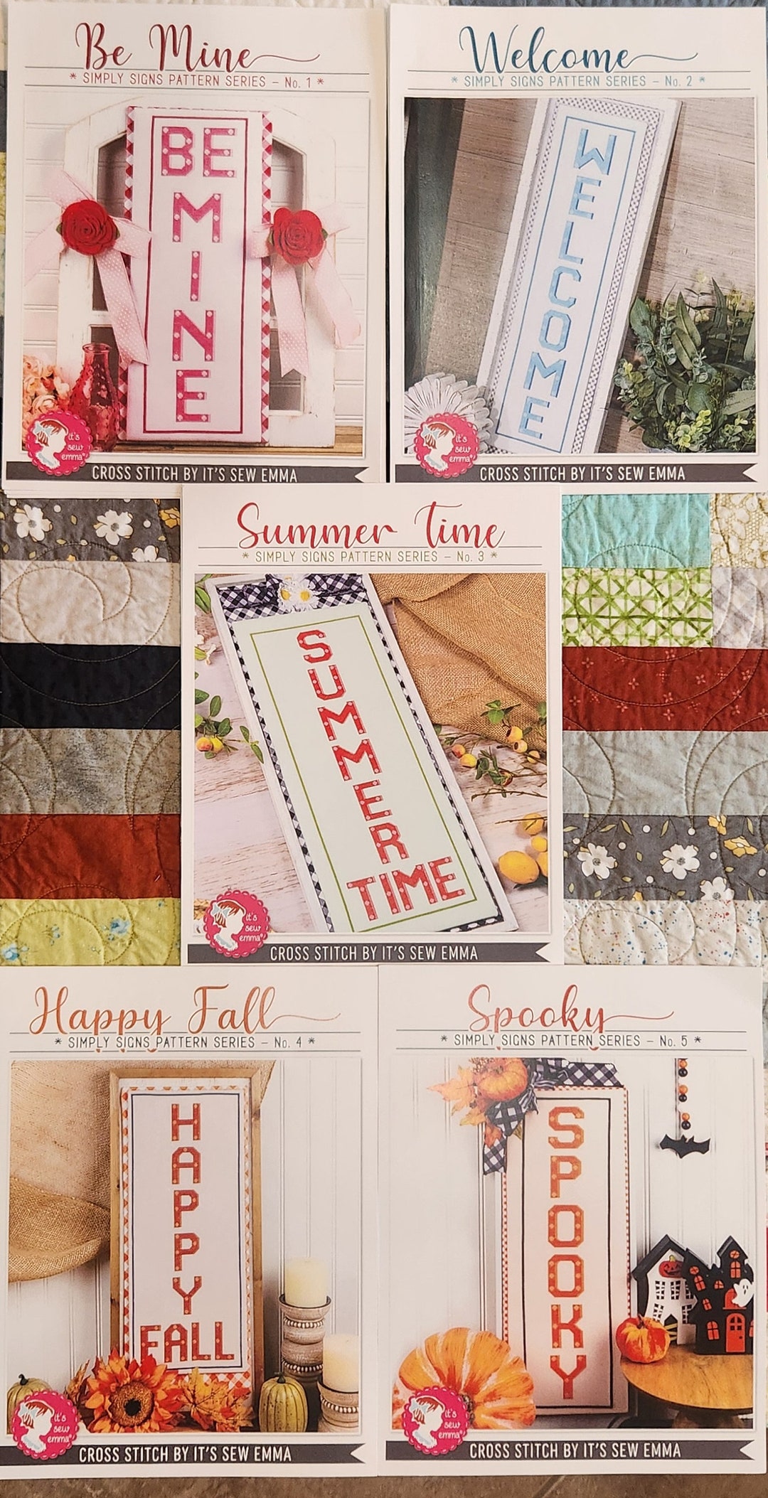 Set of 5 Simply Signs Cross Stitch Patterns by It's Sew Emma - Etsy