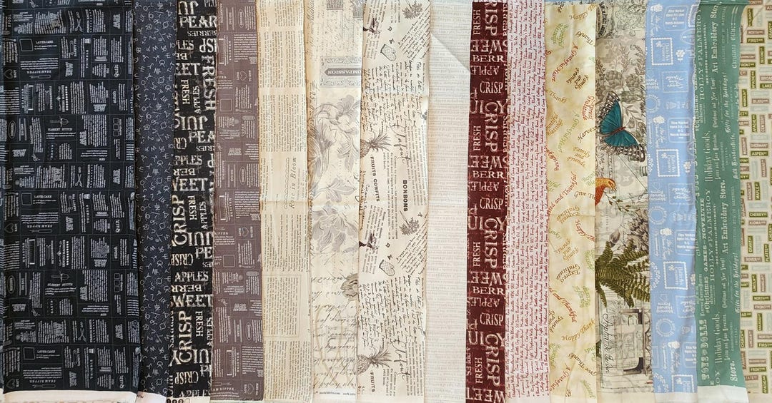 Fabric With Words, Fonts, & Phrases - 15 Quarter Yard Piece Bundle ...