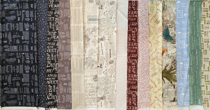 Fabric With Words, Fonts, & Phrases 15 Quarter Yard Piece Bundle Moda ...