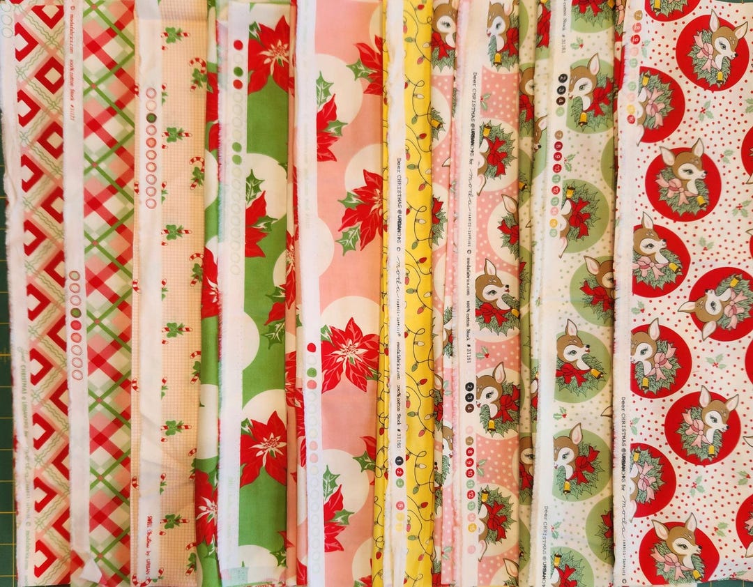 Urban Chiks Christmas Fabric Bundle - 9 Half Yards - 18" X 44" - Sweet ...
