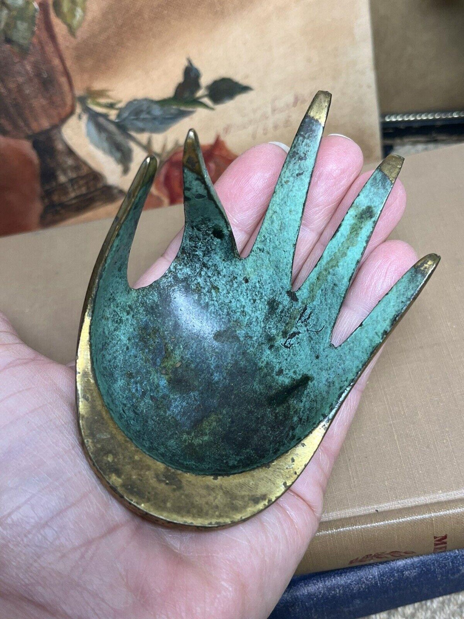 Vintage 1942 Verde Brass Hand WALTER BOSSE Hertha Baller Ashtray ...