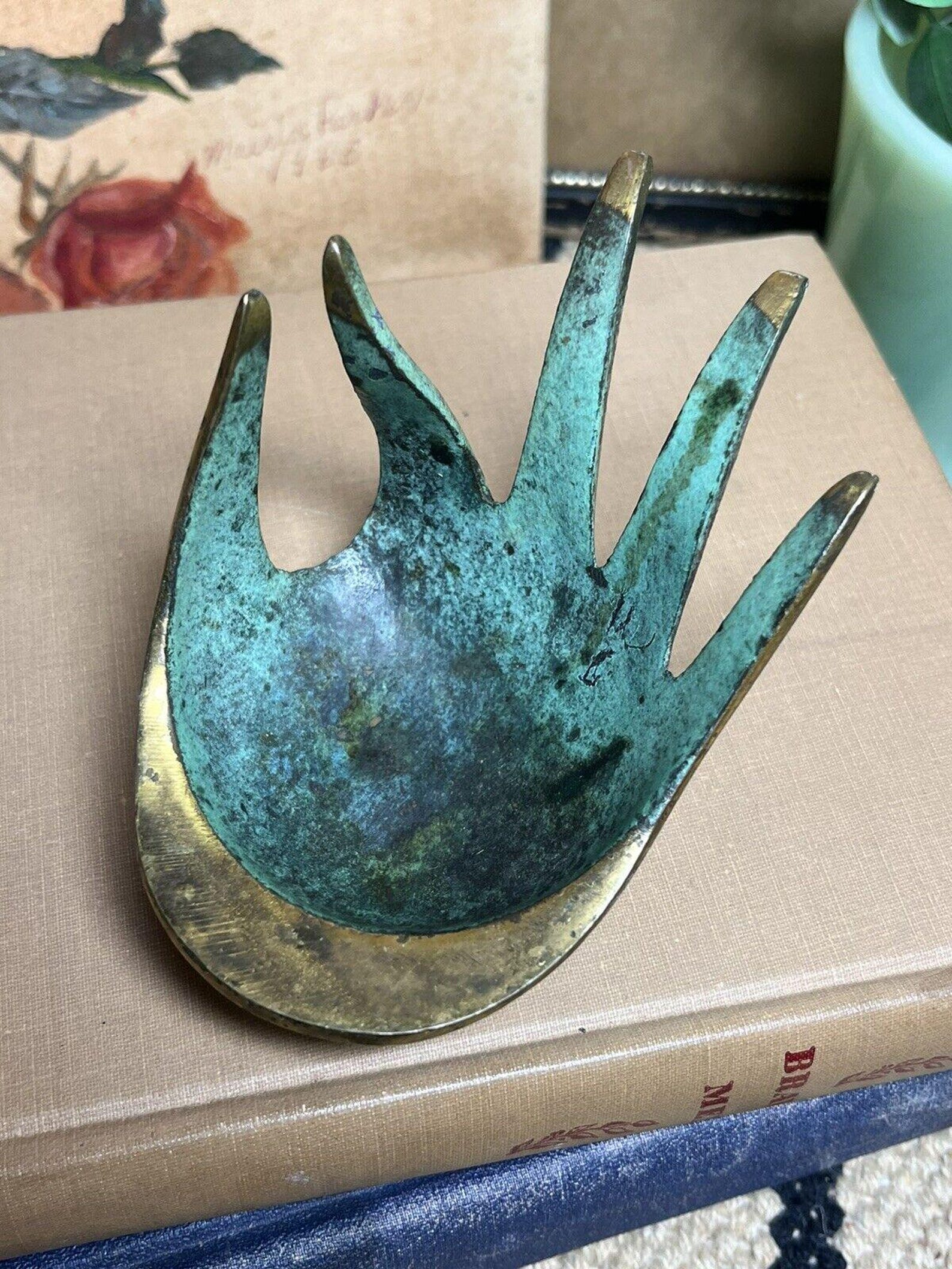 Vintage 1942 Verde Brass Hand WALTER BOSSE Hertha Baller Ashtray ...