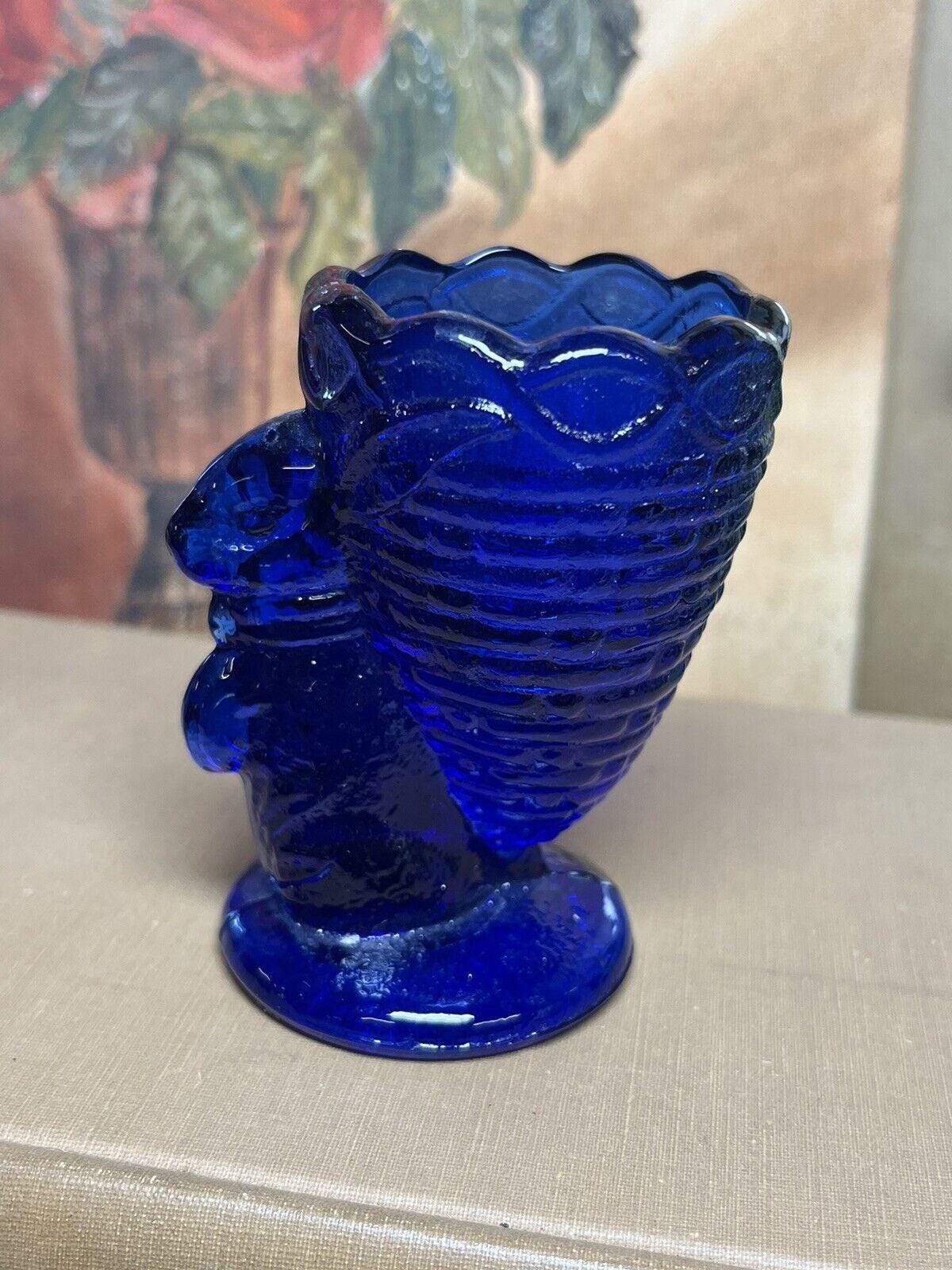 Vintage FENTON Cobalt Blue BUNNY RABBIT W Basket Egg Cup/toothpick ...