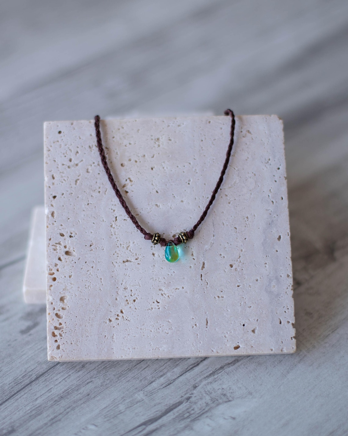 Crystal Teardrop Choker in Different Colors Brown Rope Necklace ...