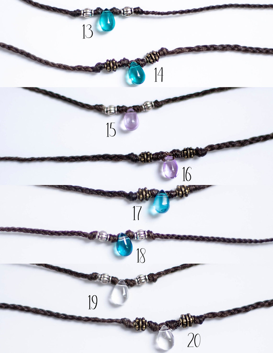 Crystal Teardrop Choker in Different Colors Brown Rope Necklace ...