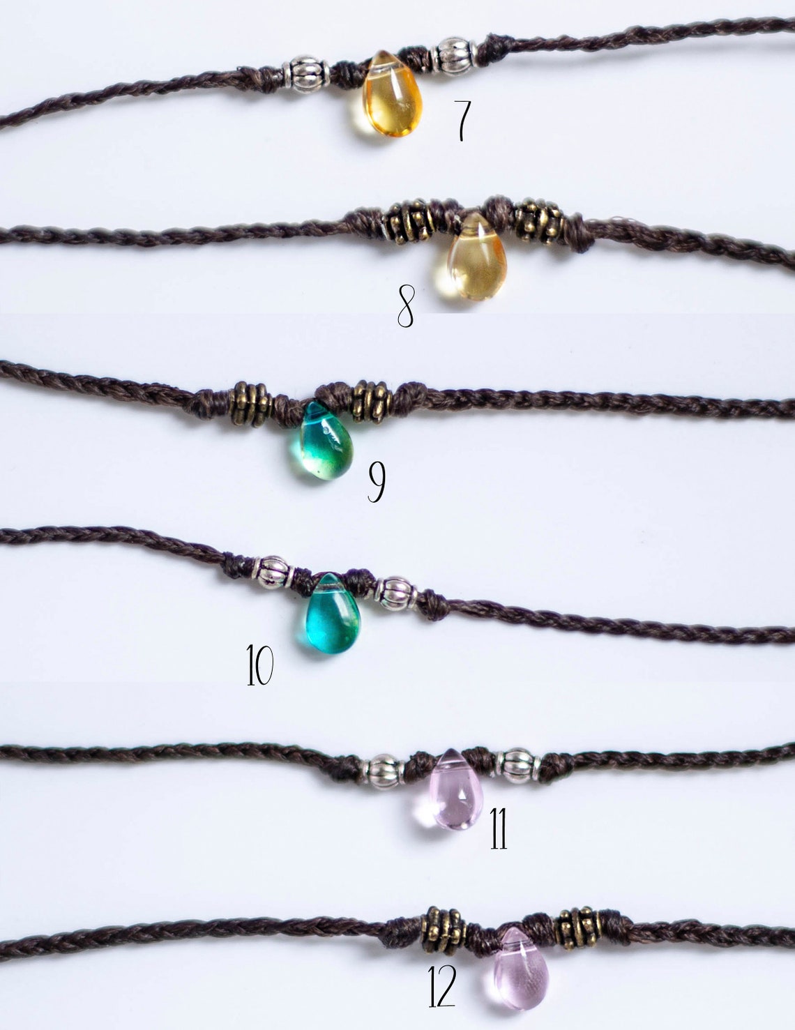 Crystal Teardrop Choker in Different Colors Brown Rope Necklace ...