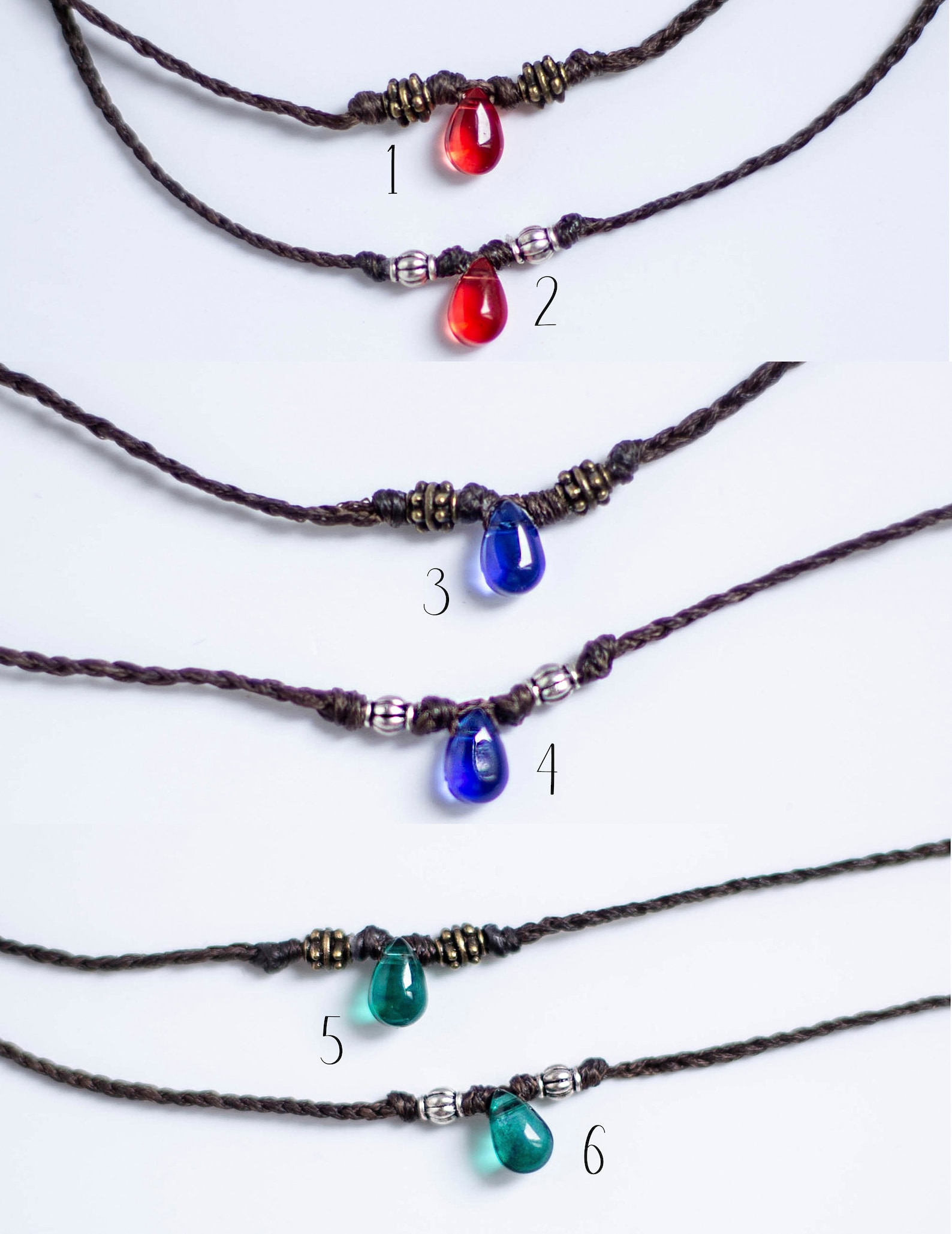 Crystal Teardrop Choker in Different Colors Brown Rope Necklace ...
