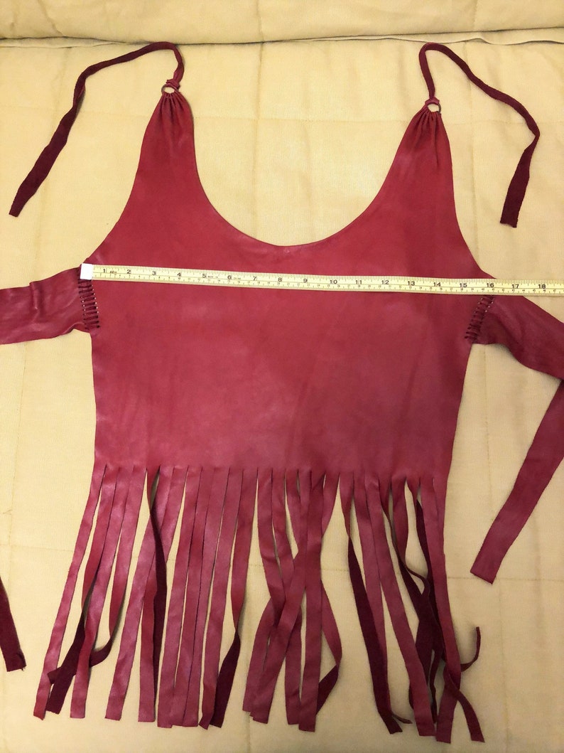 Handmade Red Colored Genuine Leather Blouse,top,tees With Flower. - Etsy