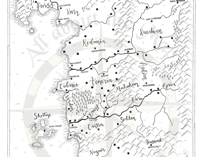The Witcher Handdrawn Map the Witcher Map the Witcher - Etsy