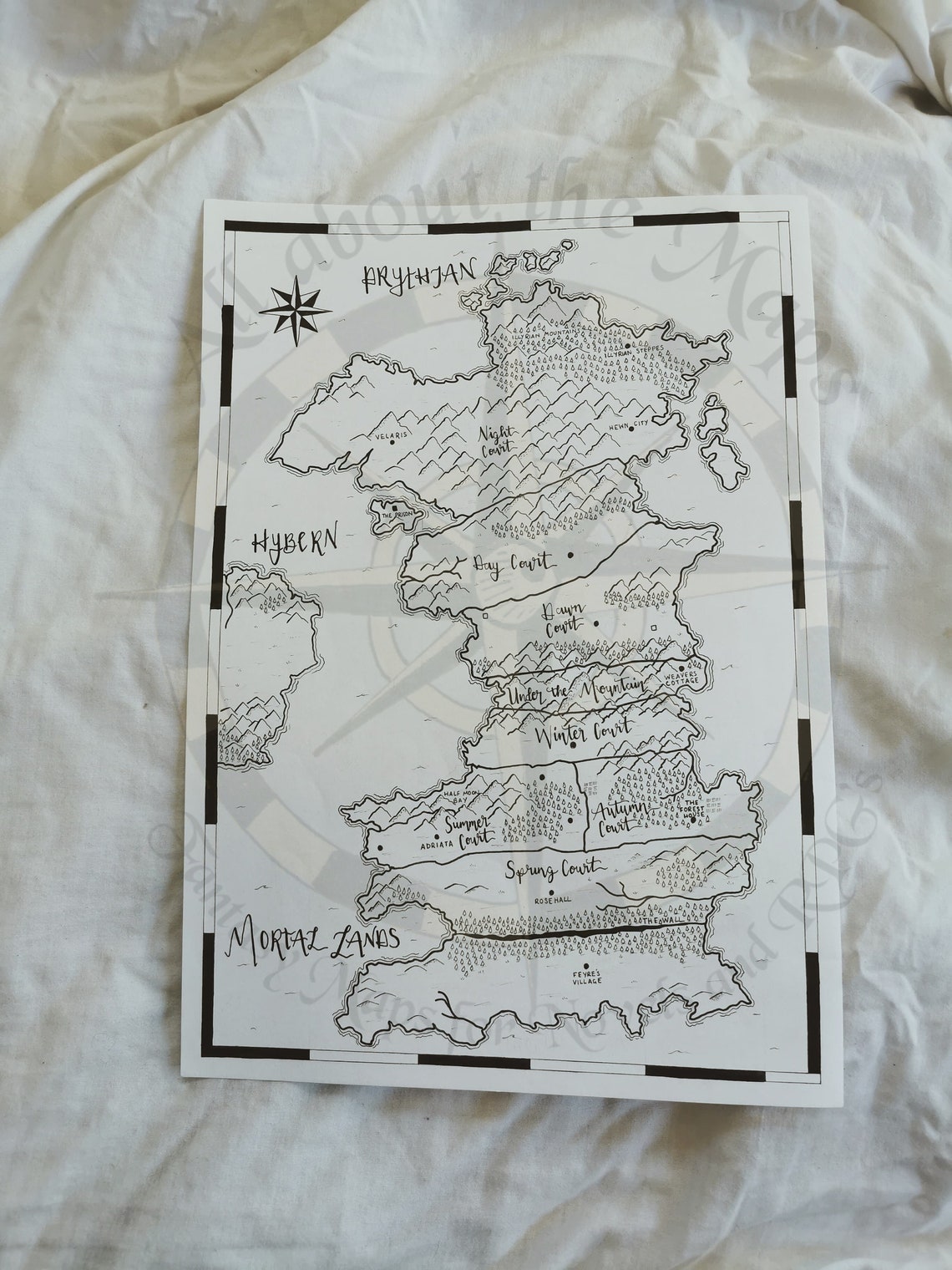 ACOTAR Map Print Handdrawn ACOTAR Map ACOTAR Fantasy Map | Etsy