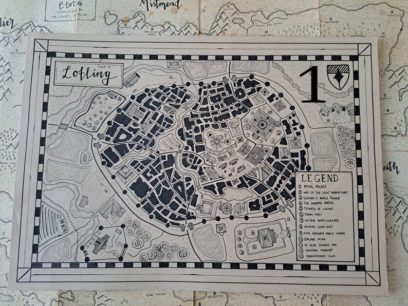 Hand-drawn Fantasy City Map: Tabletop RPG, Dnd - Etsy