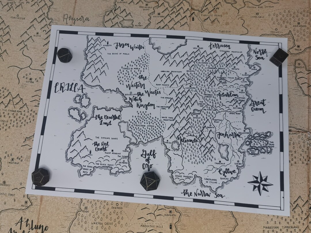 Fictional Fantasy Book Handdrawn Map, Fictional Fantasy Book Map, TOG ...