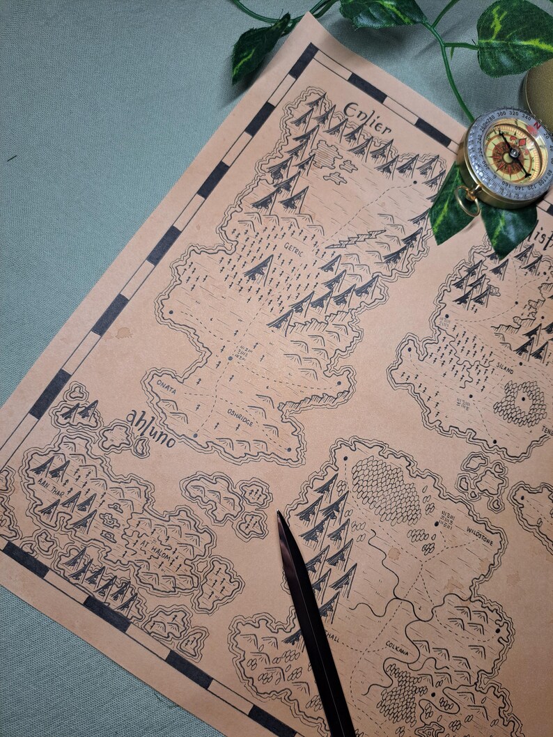 Custom Hand-drawn Fantasy World Map: TTRPG, Dungeons and Dragons - Etsy