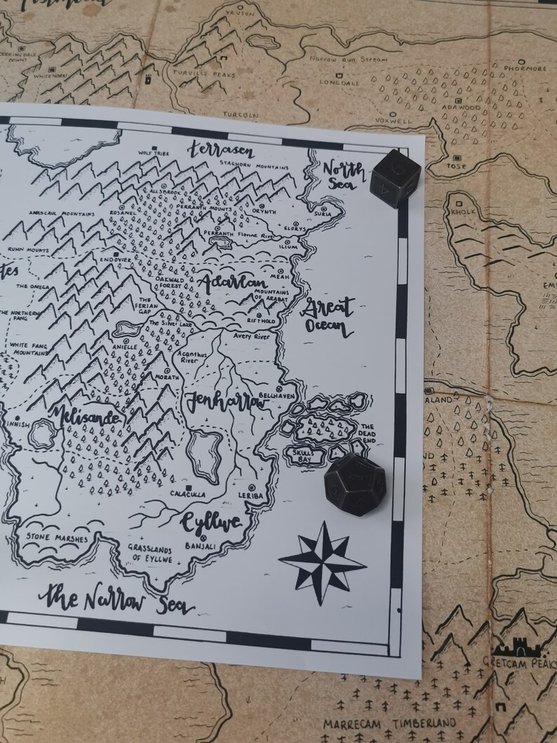 Fictional Fantasy Book Handdrawn Map, Fictional Fantasy Book Map, TOG ...
