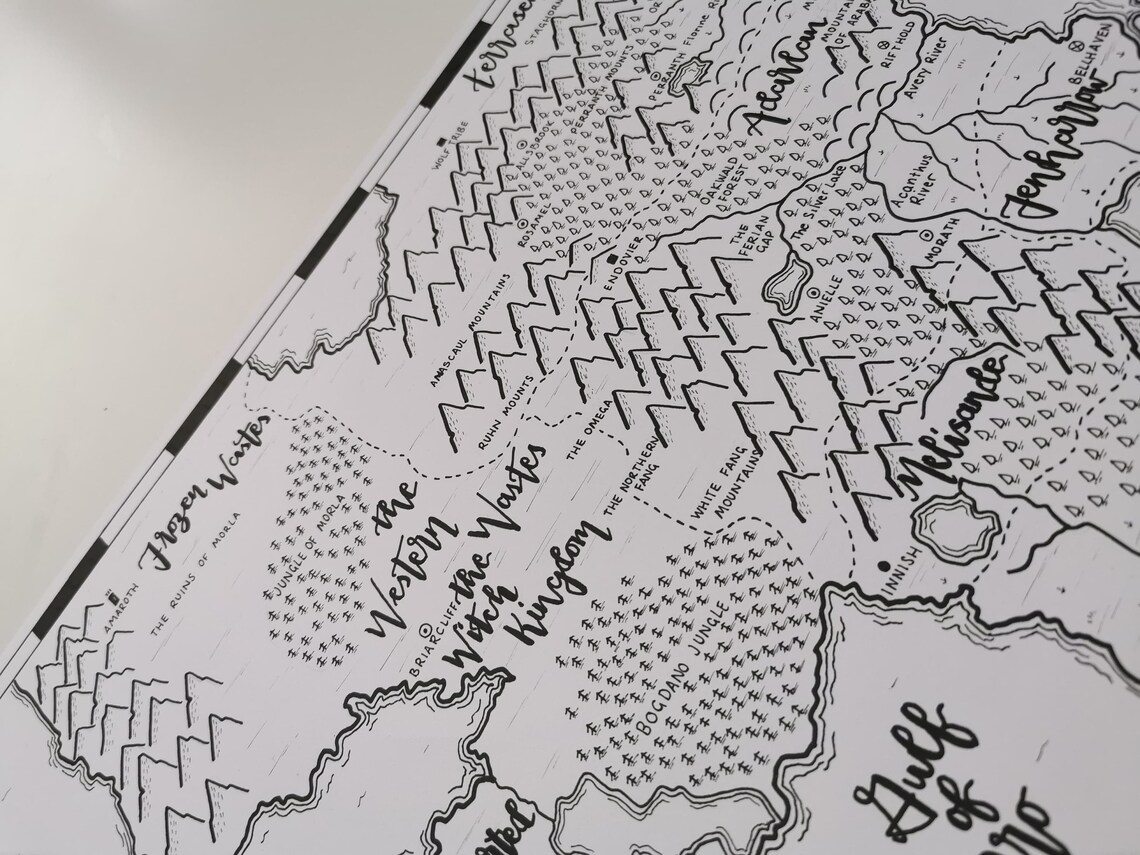 Throne Of Glass Map Print Handdrawn Throne Of Glass Map TOG Etsy Il ...