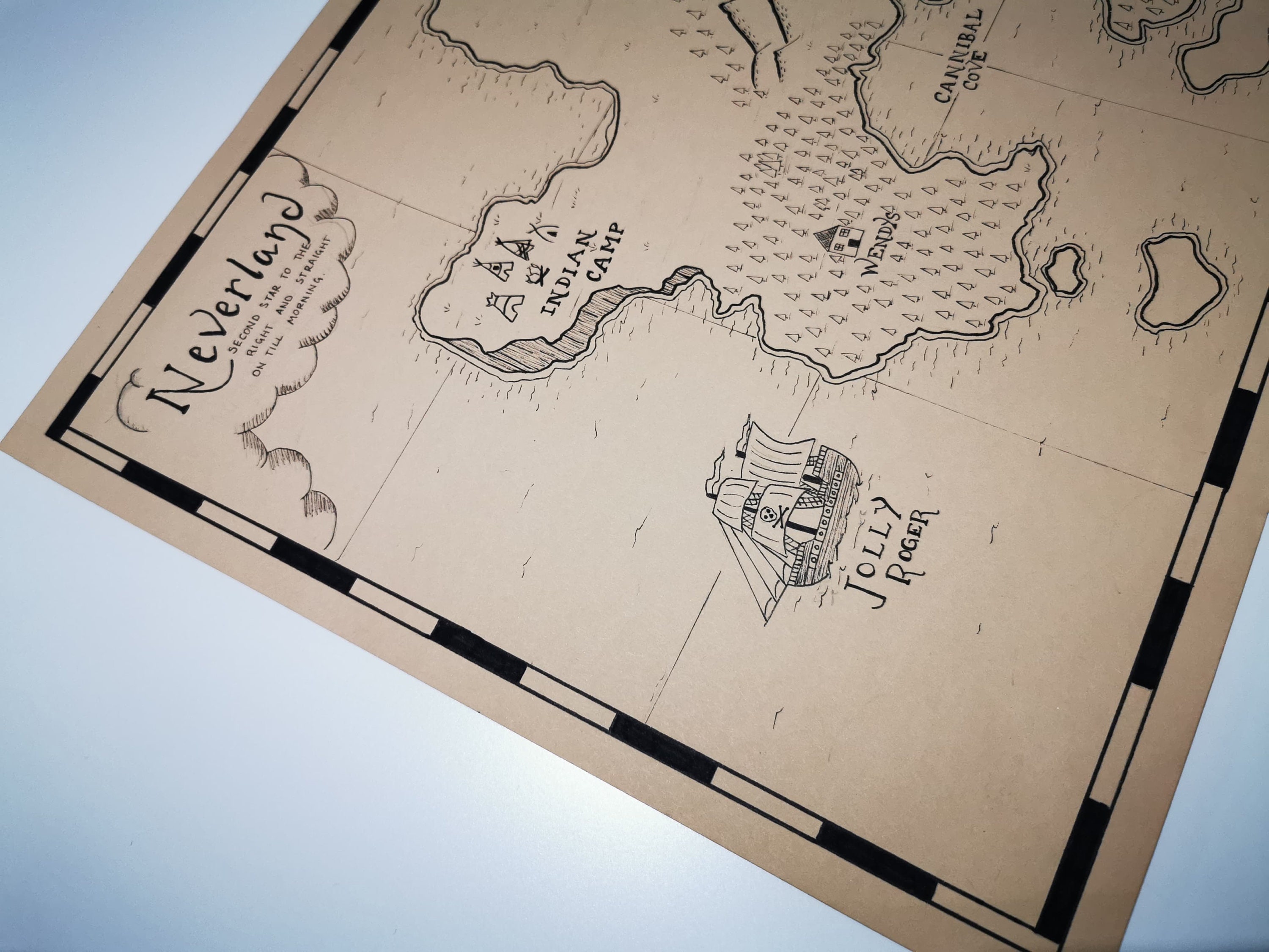 Peter Pan Neverland Handdrawn map print Peter Pan Neverland | Etsy