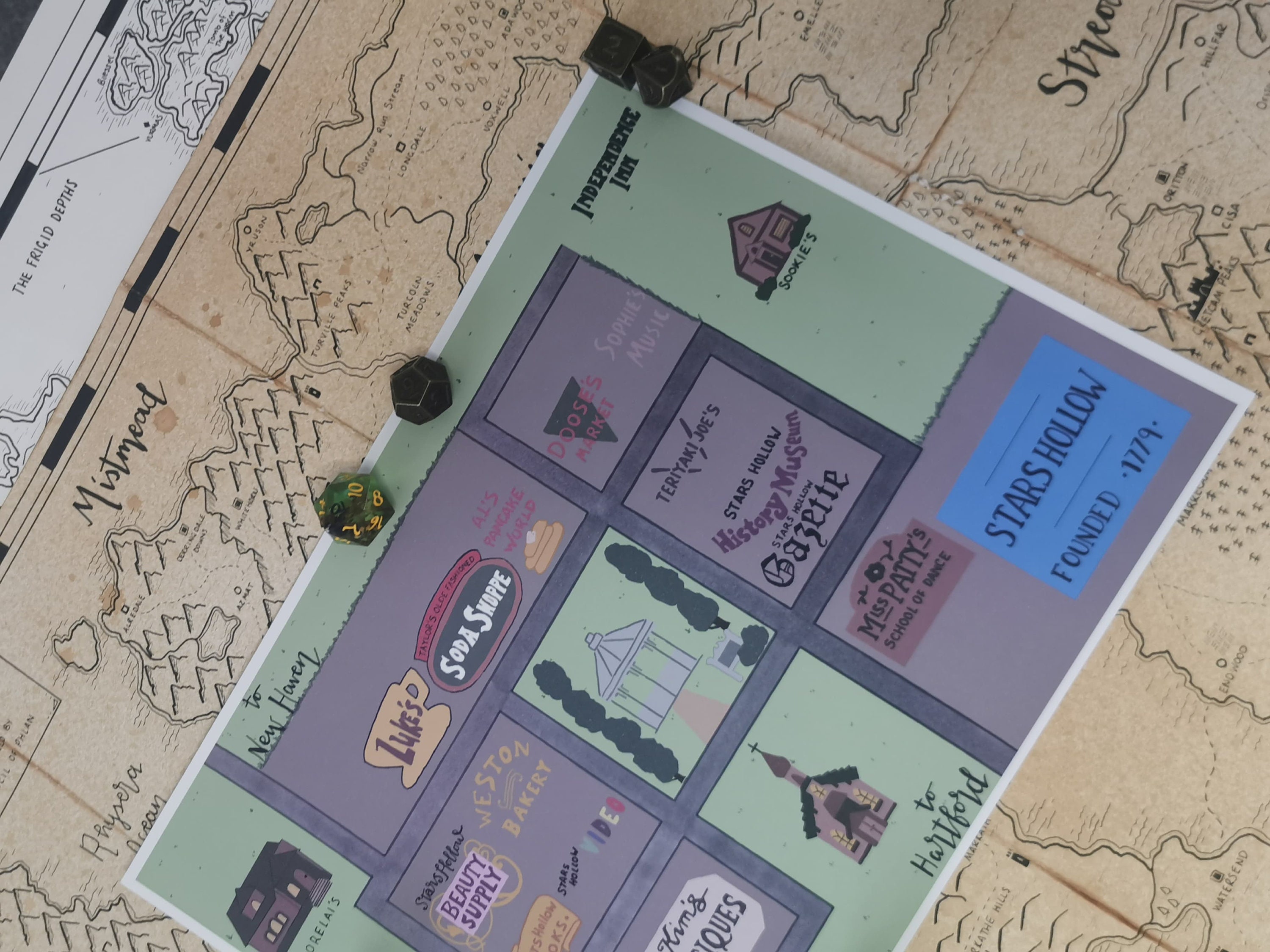 Small Town TV Show Map Print, Map of Stars Hollow Handdrawn Map Print ...