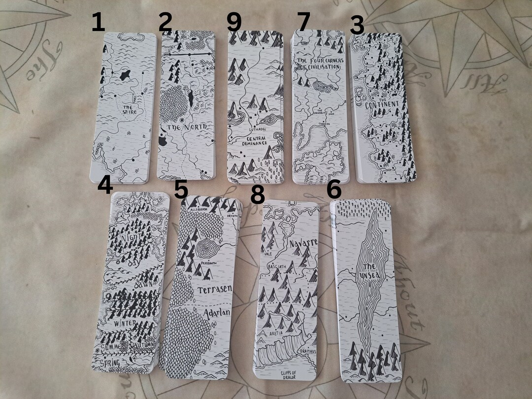 Magical Map Bookmarks Handdrawn Maps, Lotr, Got, ACOTAR, Witcher, Tog ...