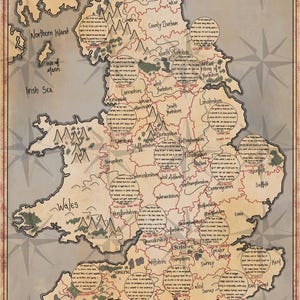 A3 Fantasy Map of the Uk’s Most Haunted Locations – Scotland, Wales ...