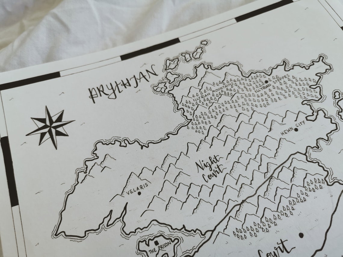 ACOTAR Map Print Handdrawn ACOTAR Map ACOTAR Fantasy Map | Etsy