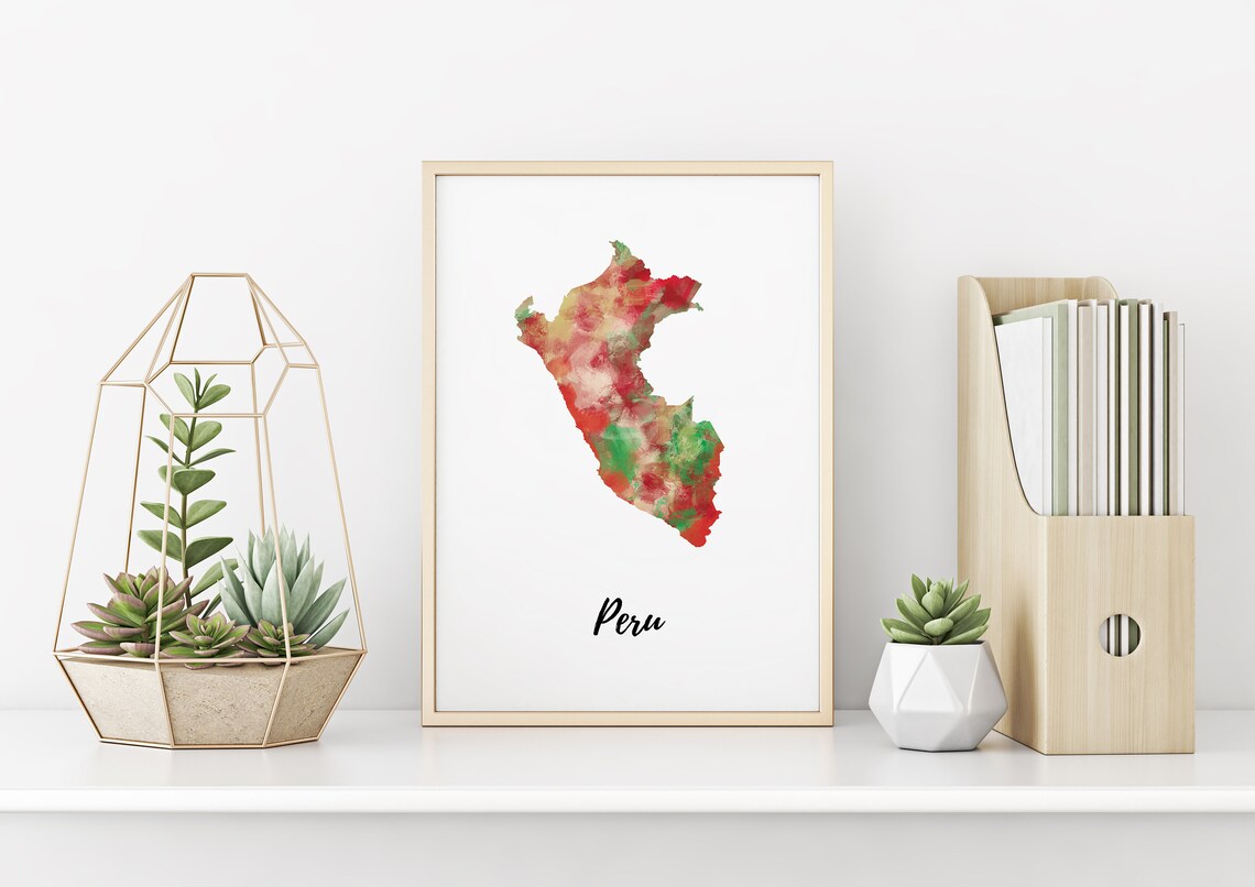 Peru Map | Peru Art | Peru Poster | Country Map | Wall Decor Art | Home ...
