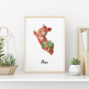 Peru Map | Peru Art | Peru Poster | Country Map | Wall Decor Art | Home ...