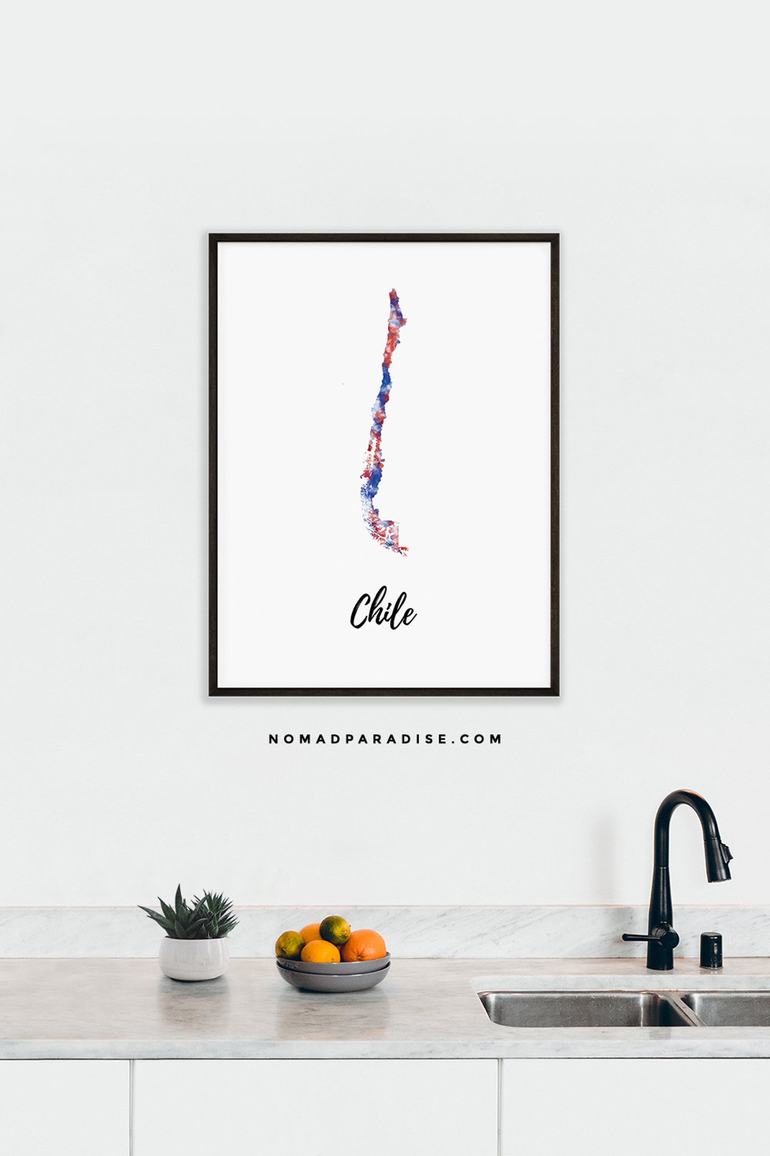 Chile Map | Chile Art | Chile Poster | Country Map | Wall Decor Art ...