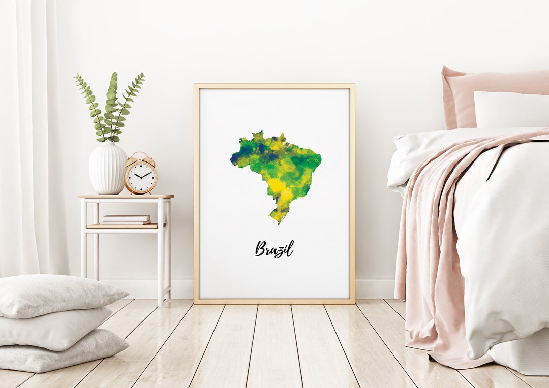 Brazil Map | Brazil Art | Brazil Poster | Country Map | Wall Decor Art ...