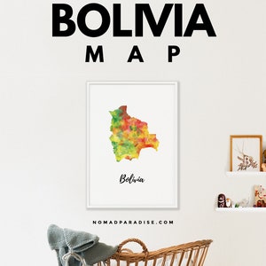 Bolivia Map | Bolivia Art | Bolivia Poster | Country Map | Wall Decor ...