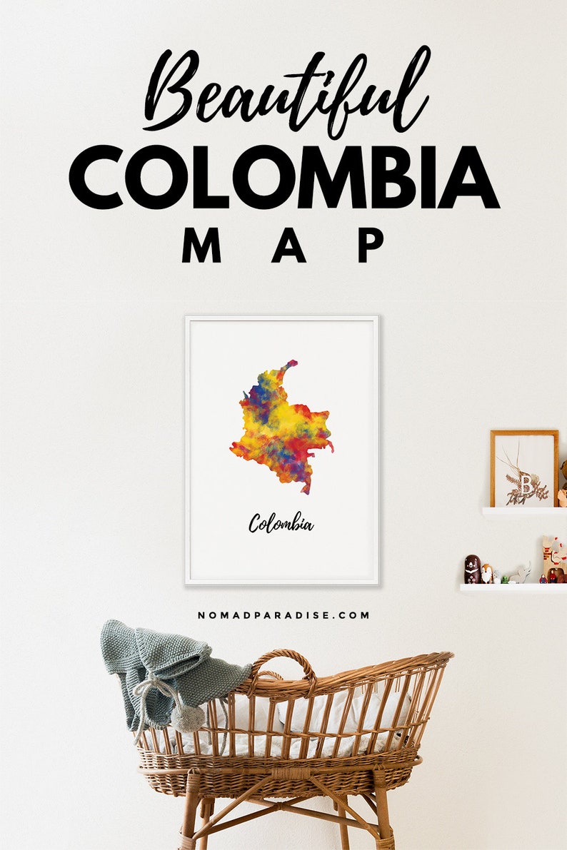 Colombia Map | Colombia Art | Colombia Poster | Country Map | Wall ...