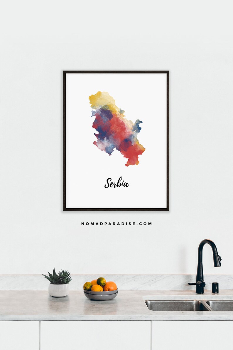 Serbia Map | Serbia Art | Serbia Poster | Country Map | Wall Decor Art ...
