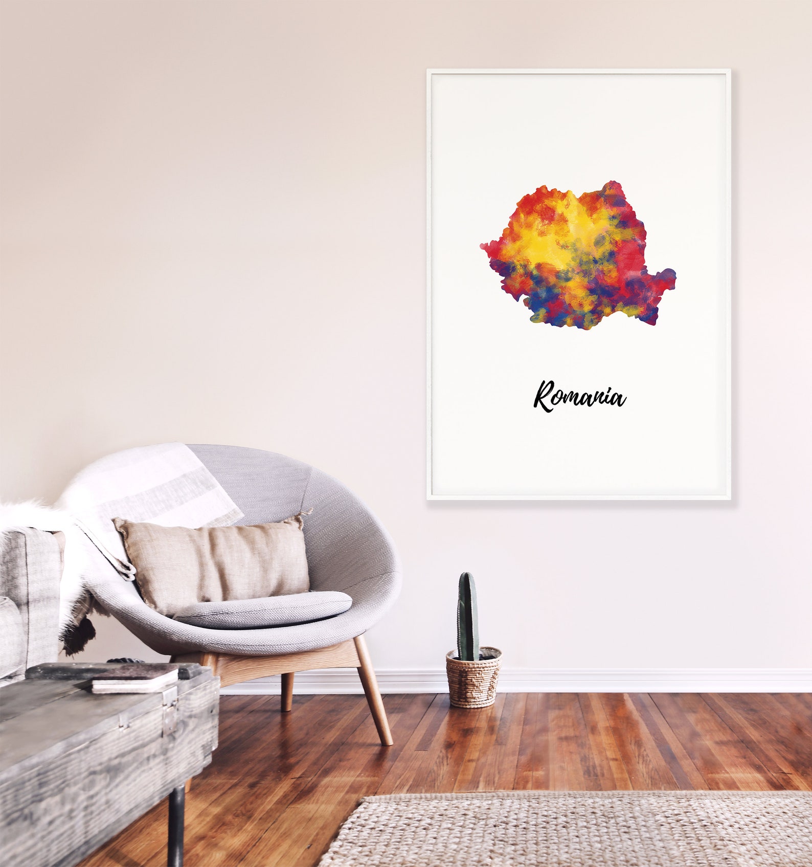 Romania Map | Romania Art | Romania Poster | Country Map | Wall Decor ...