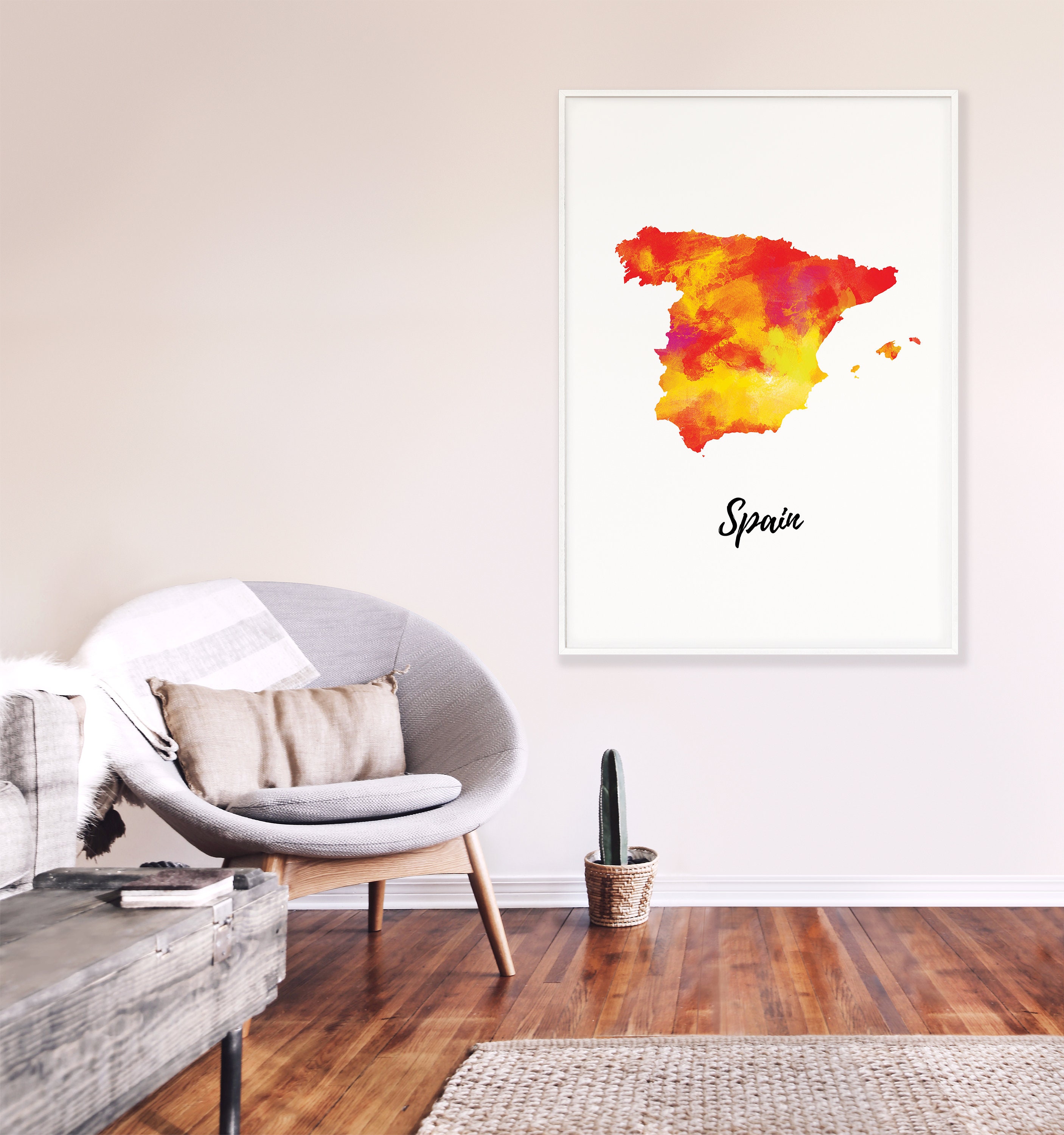Spain Map | Spain Art | Spain Poster | Country Map | Wall Decor Art ...