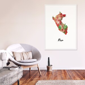 Peru Map | Peru Art | Peru Poster | Country Map | Wall Decor Art | Home ...