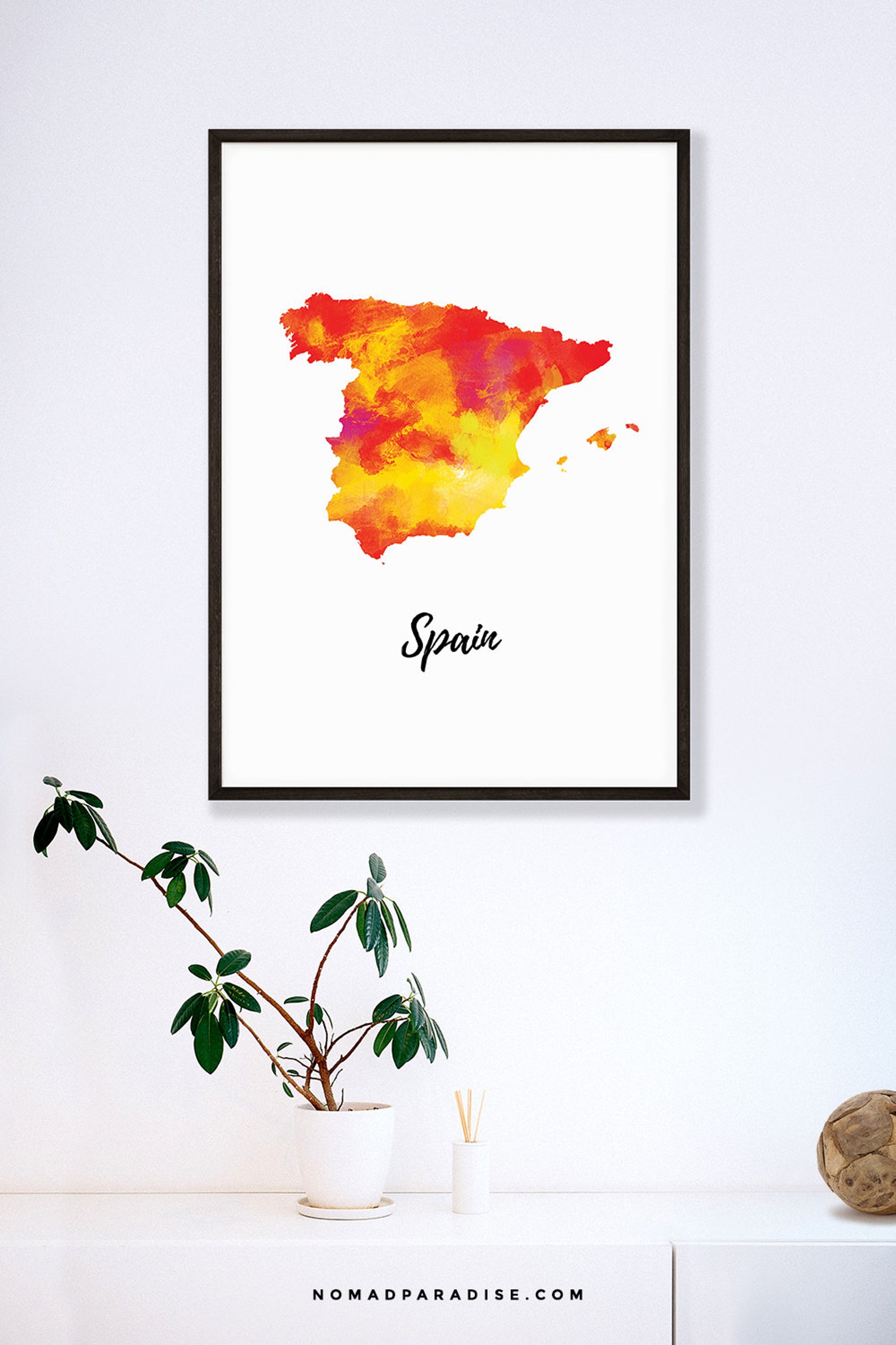 Spain Map | Spain Art | Spain Poster | Country Map | Wall Decor Art ...