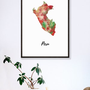 Peru Map | Peru Art | Peru Poster | Country Map | Wall Decor Art | Home ...