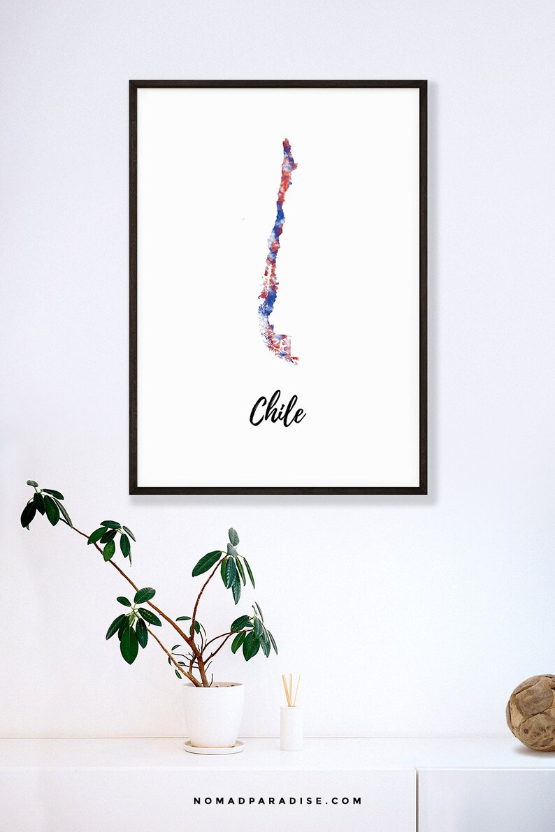 Chile Map | Chile Art | Chile Poster | Country Map | Wall Decor Art ...