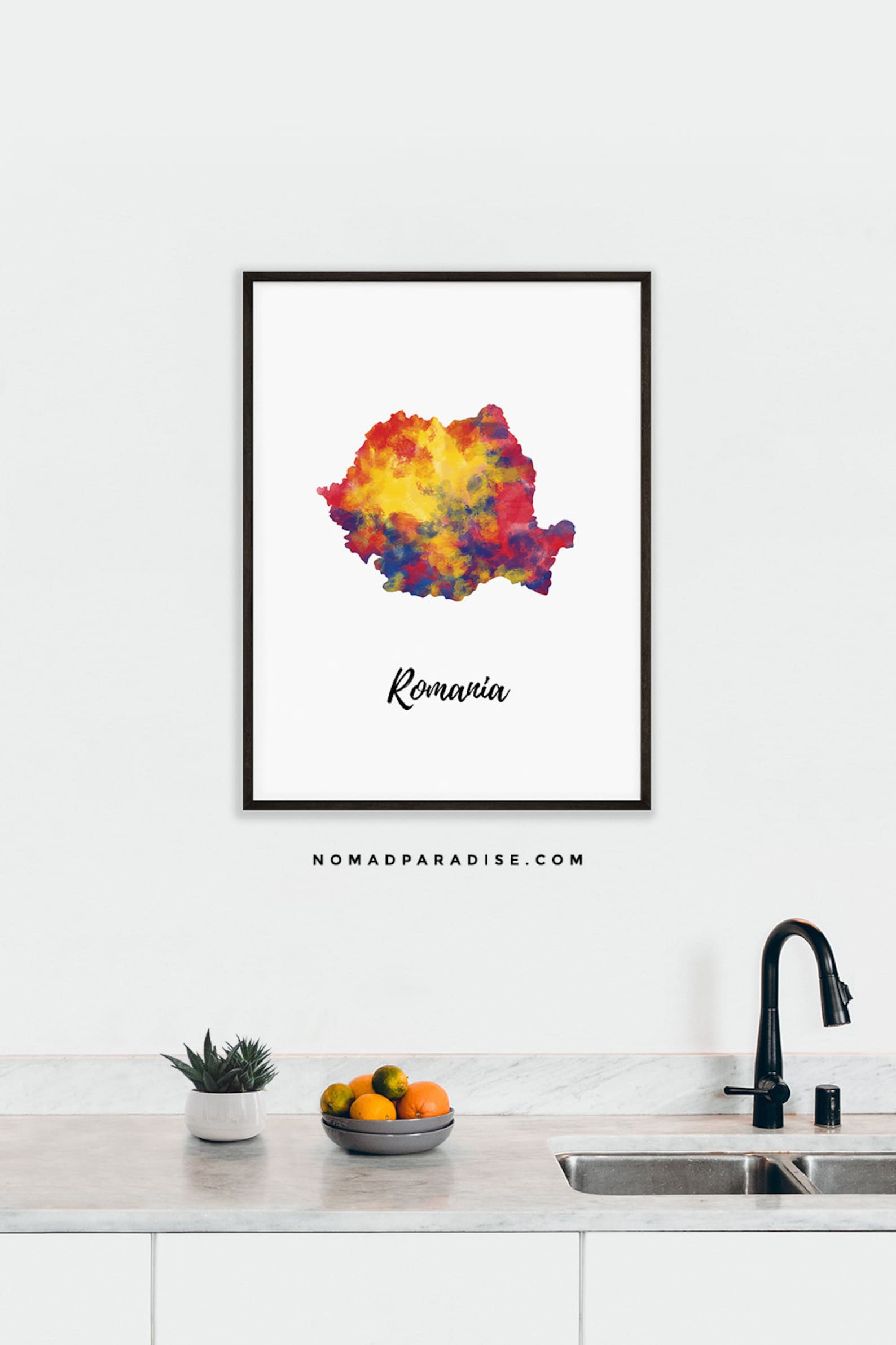 Romania Map | Romania Art | Romania Poster | Country Map | Wall Decor ...