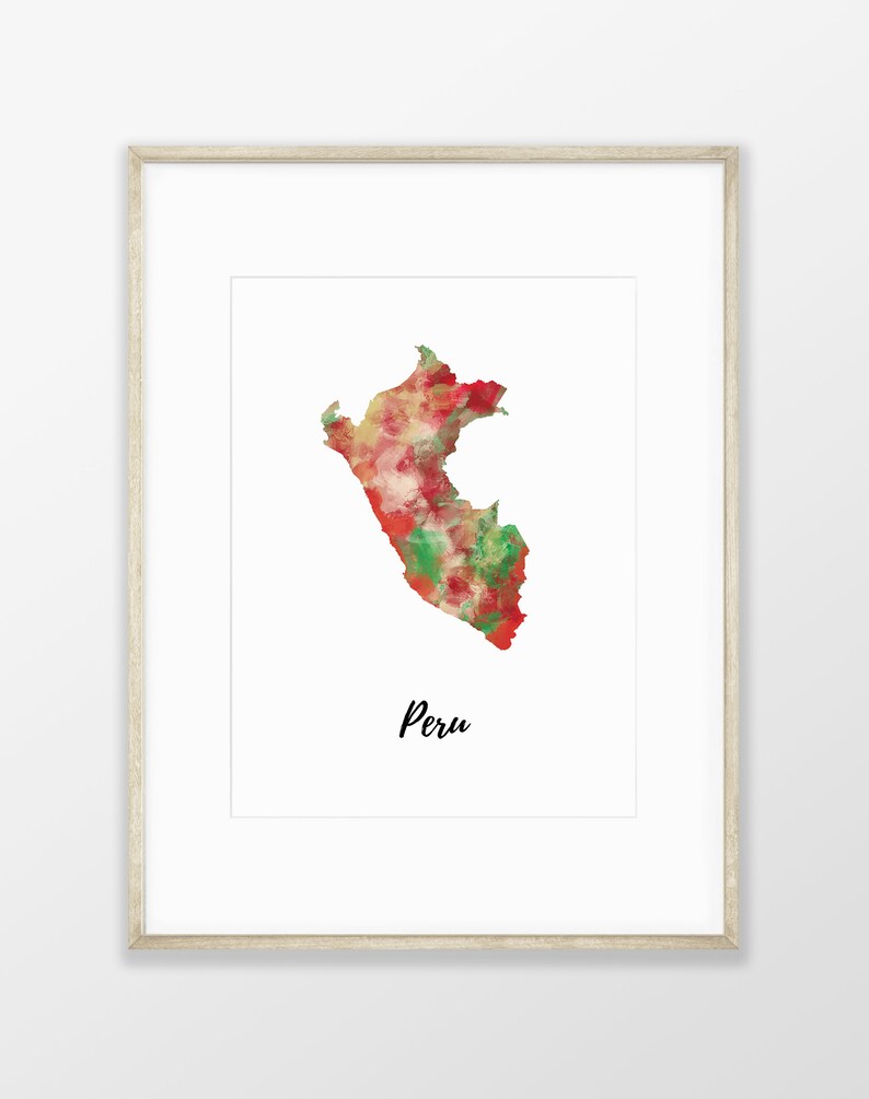 Peru Map | Peru Art | Peru Poster | Country Map | Wall Decor Art | Home ...
